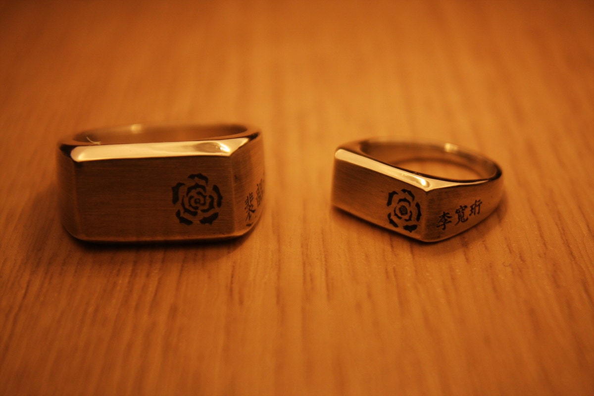 Rose Flower Ring / Personalized / Signature / Rose Engraving / Sterling ...