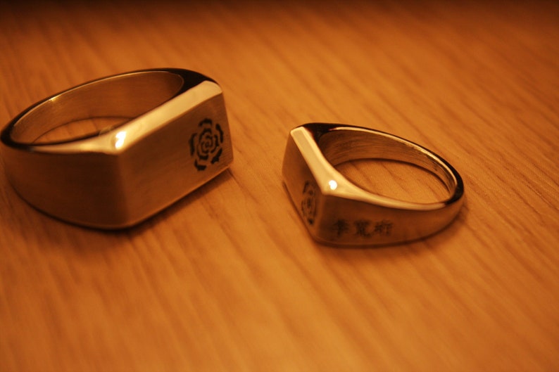 Rose Flower Ring / Personalized / Signature / Rose Engraving / Sterling ...