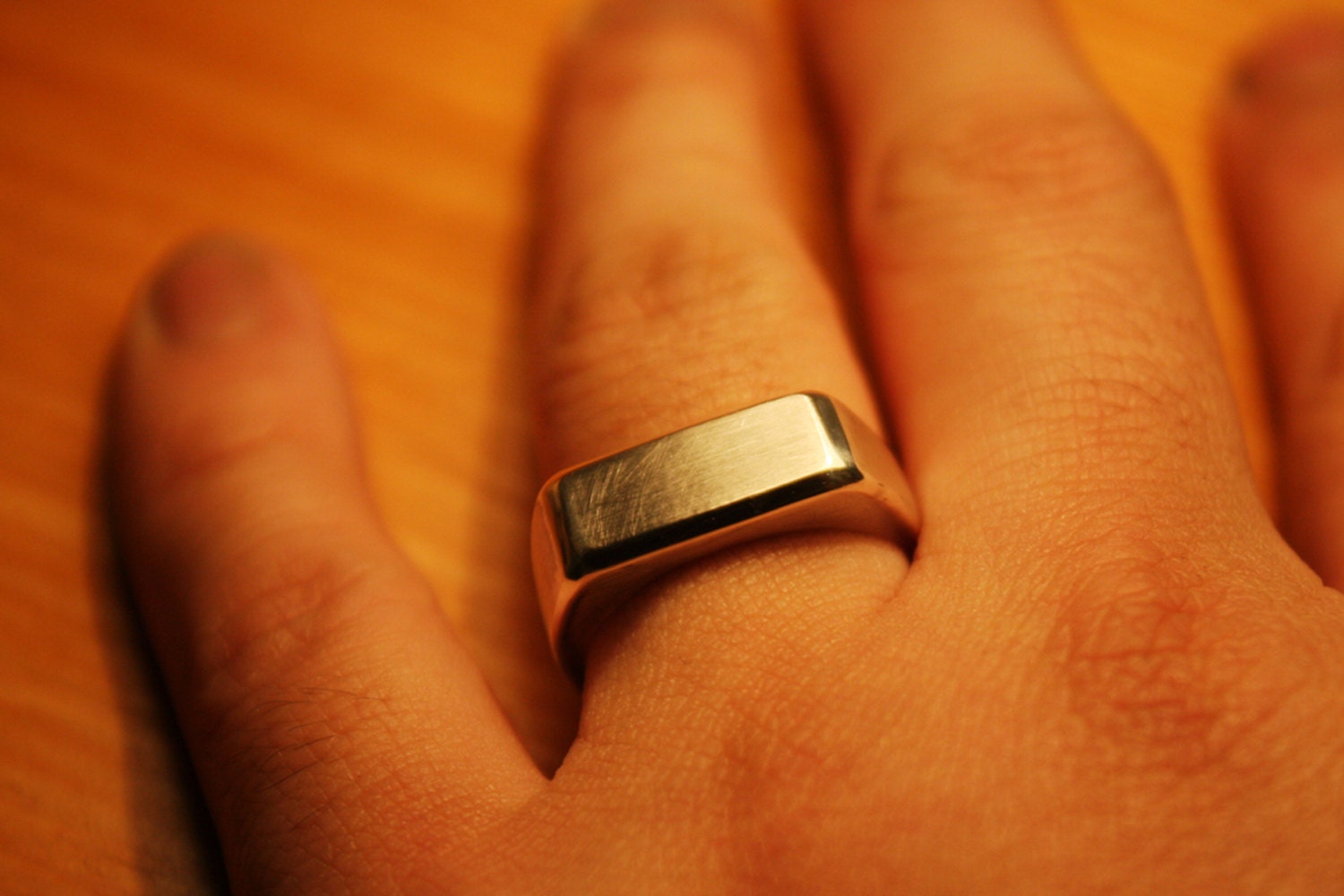 Square Statement Ring / Personalized / Signature / Engraving / - Etsy