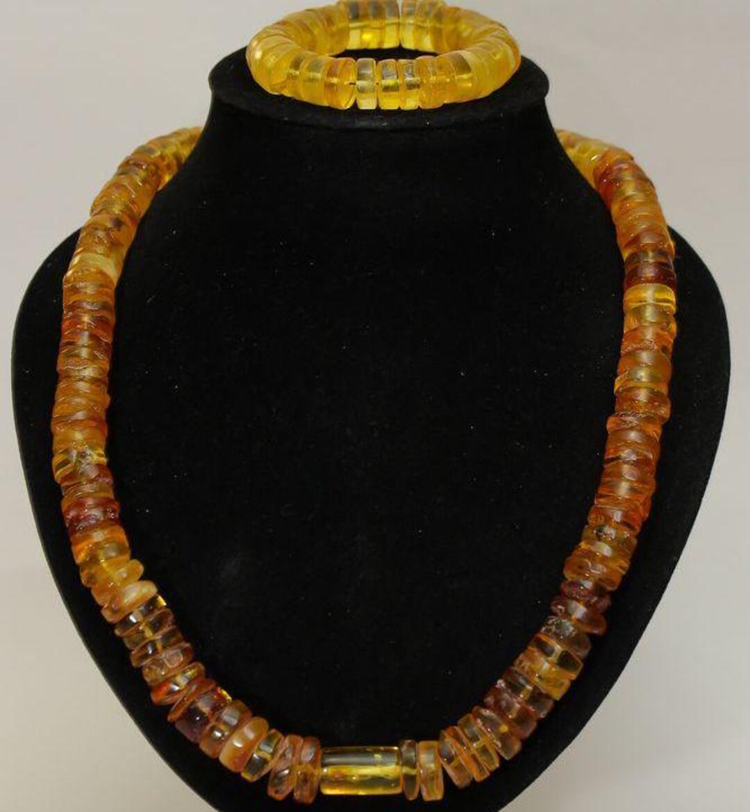 143 Gram Vintage Set: a Necklace and Bracelet Made From Genuine Baltic ...