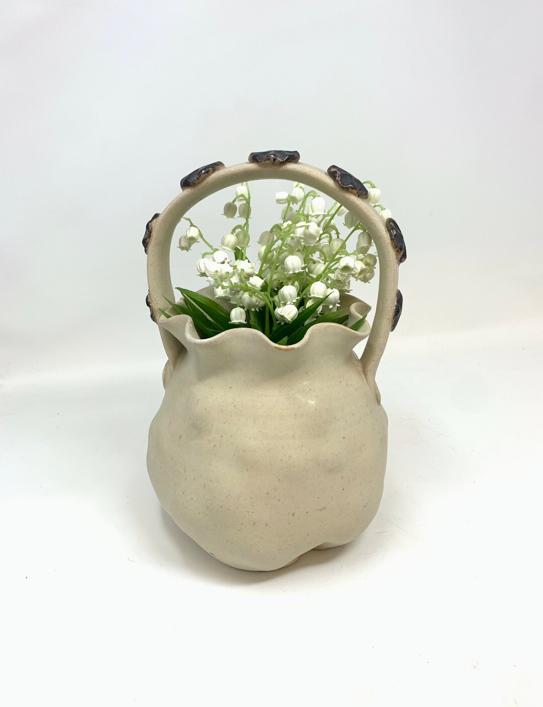 Ceramic Easter Basket, Spring Pottery Basket, Flower Basket Vase ...