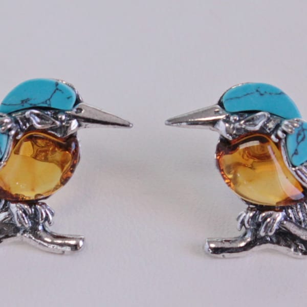 Turquoise and Amber Earrings - Etsy