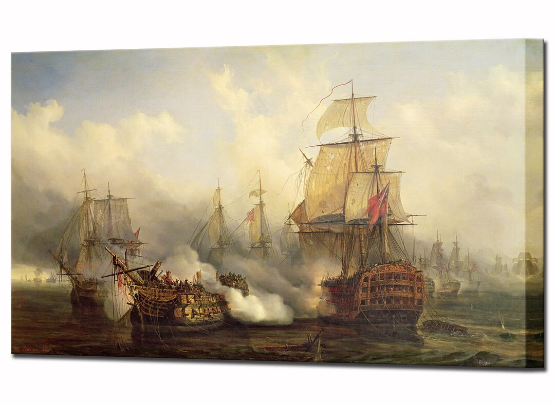 Redoutable at Trafalgar, Wall Art Home Decor Canvas Print, Auguste ...