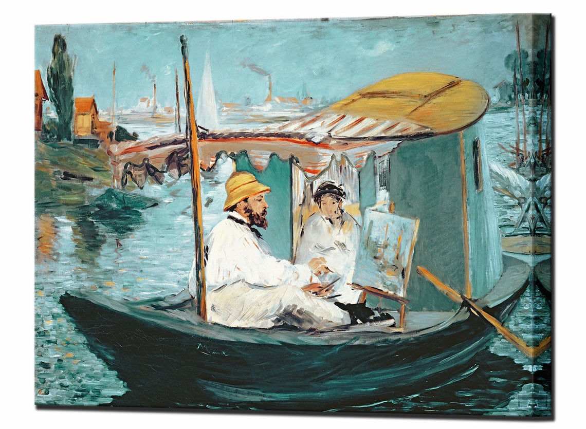 Claude Monet in His Studio Boat by Edouard Manet Canvas Wall - Etsy