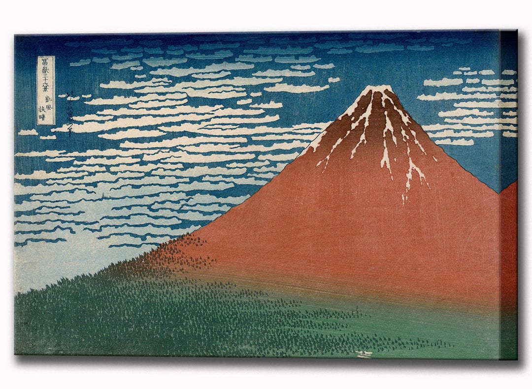 Red Fuji, Japanese Artist Hokusai, Thirty-six Views of Mount Fuji ...