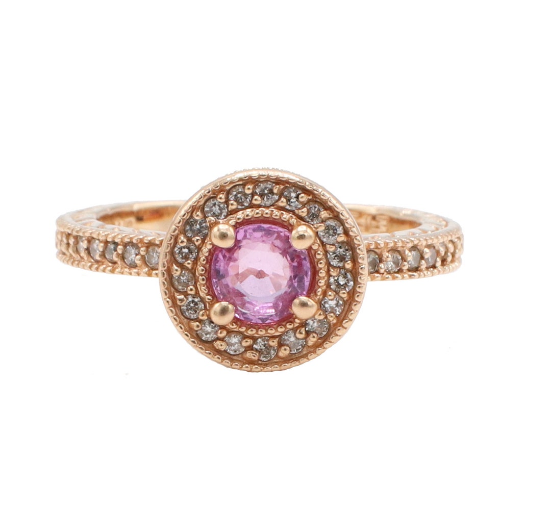 Effy Rose Gold Pink Sapphire & Natural Diamond Halo Ring - Etsy