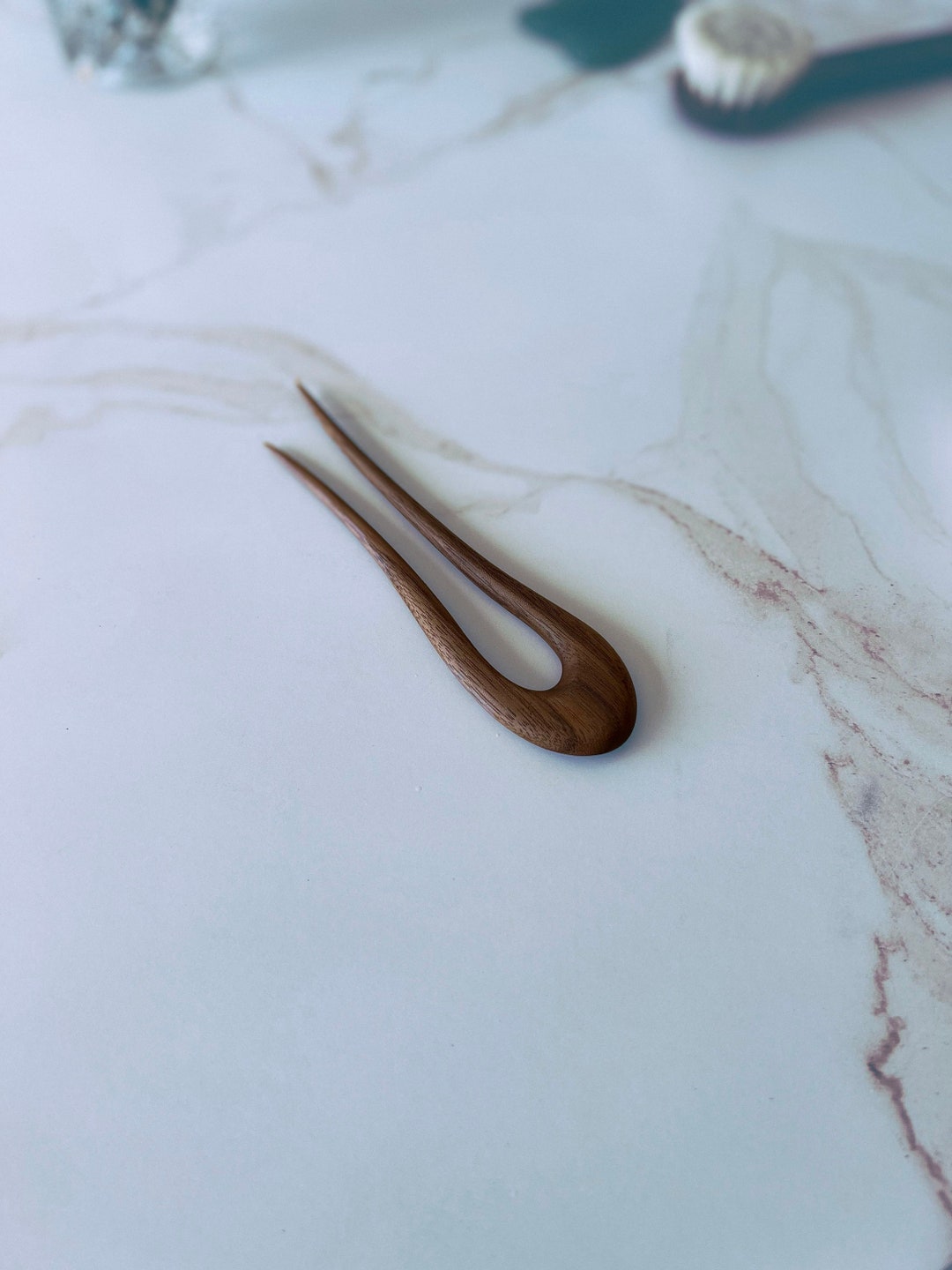 Handcrafted Wooden Hair Pin Minimalist Two Prong Natural - Etsy