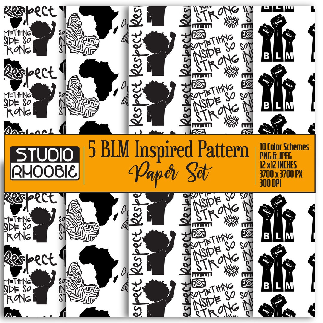 5 BLM Inspired DIGITAL Paper Pack Files Africa Scrapbook Patterns in ...