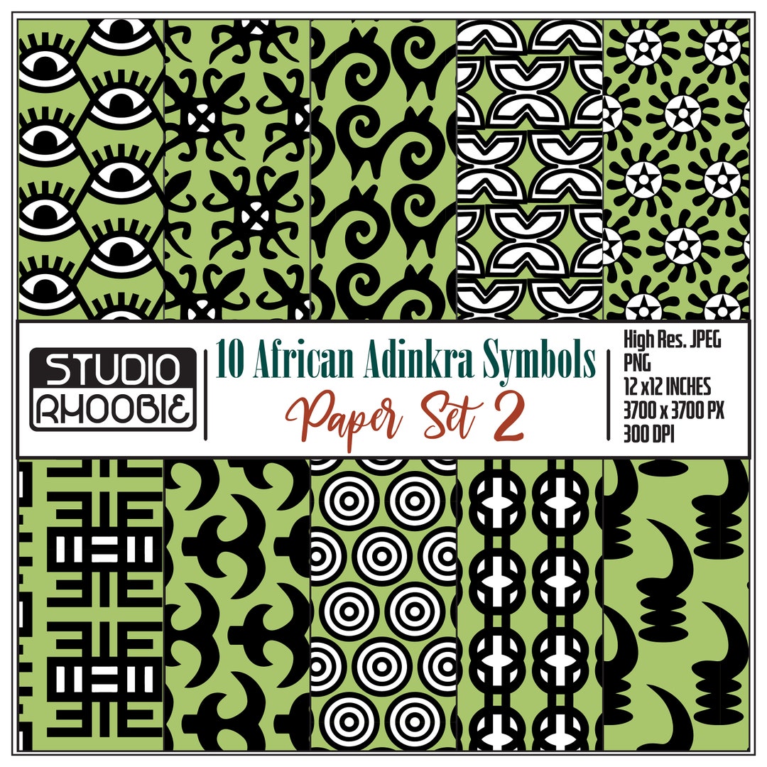 10 Ankara DIGITAL Paper Pack Files Adinkra 2 Symbol African Digital ...