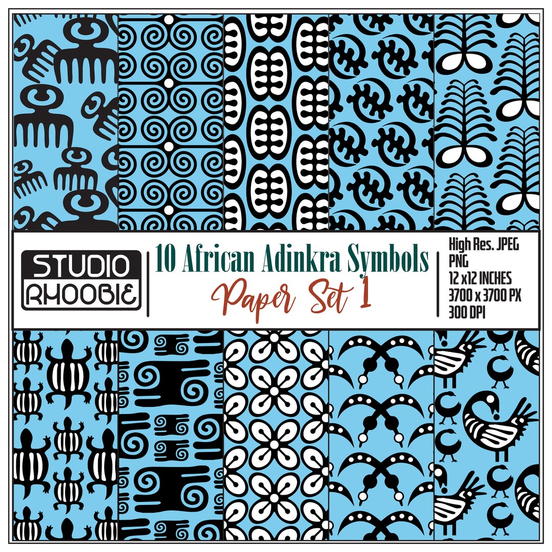 10 Ankara DIGITAL Paper Pack Files Adinkra 1 Symbol African Digital ...