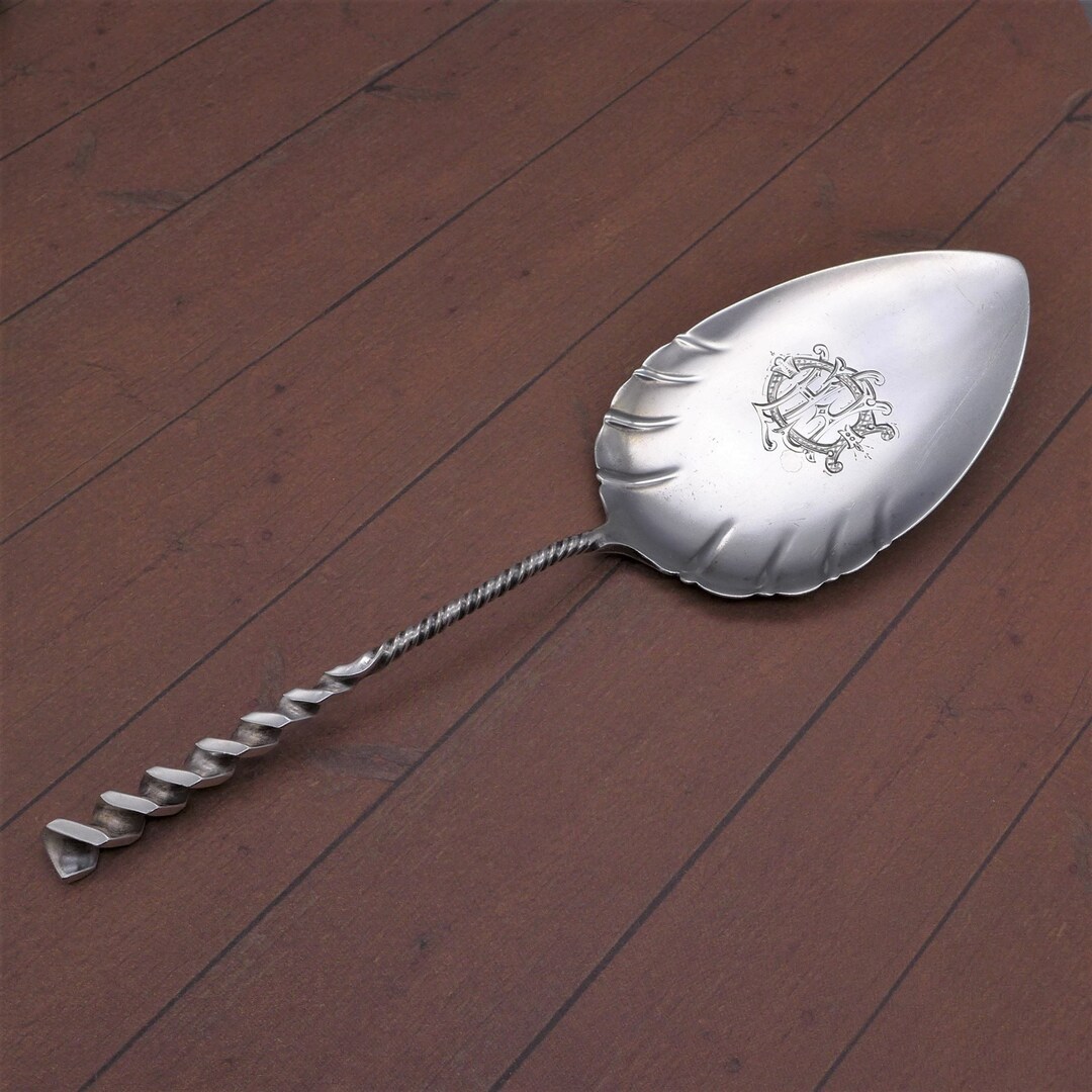 Antique Whiting Sterling Silver Pie Server, 1890s Square Twist Pattern ...
