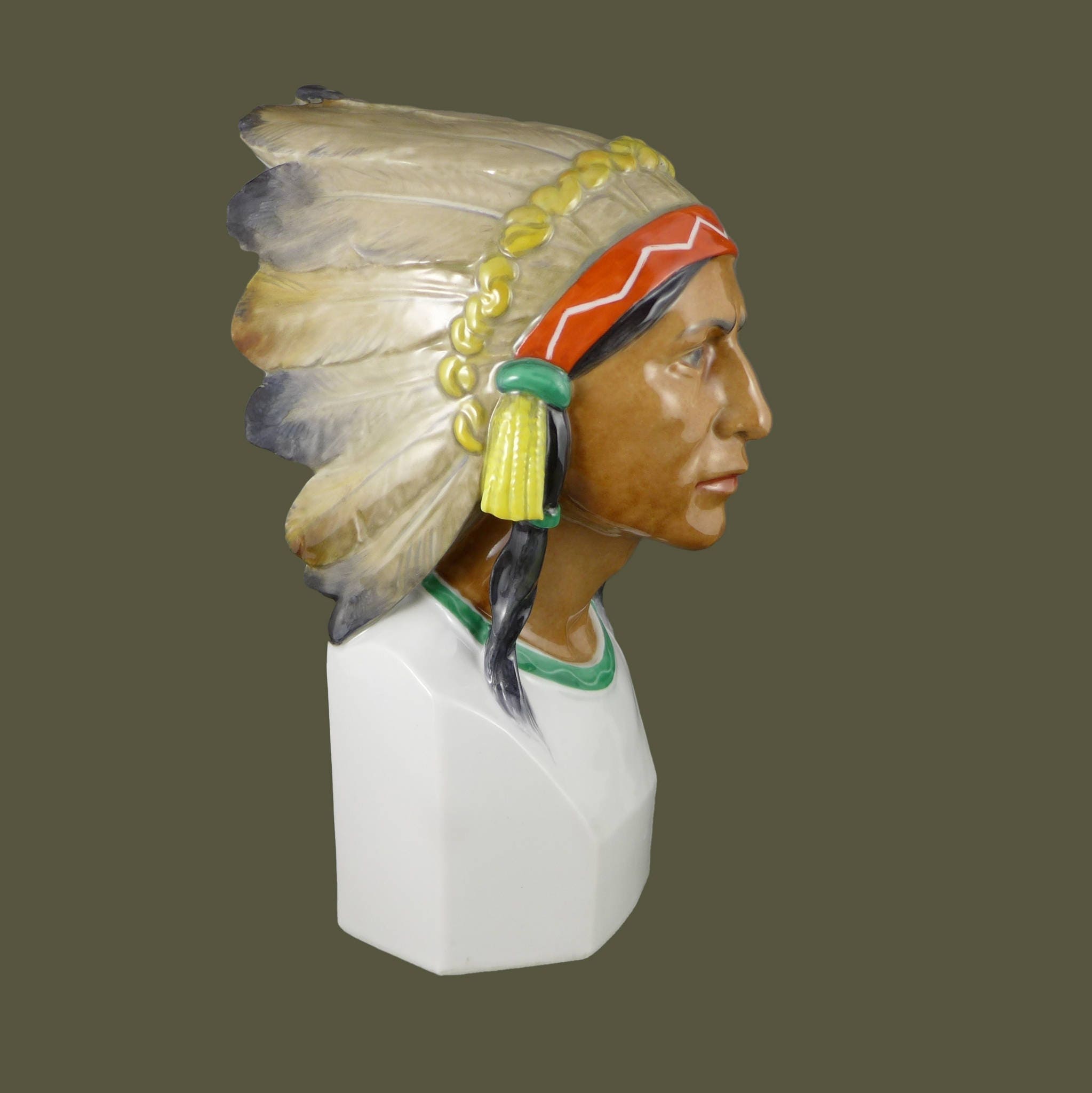 Rare Karl Ens Vintage Native American Porcelain Bust With - Etsy