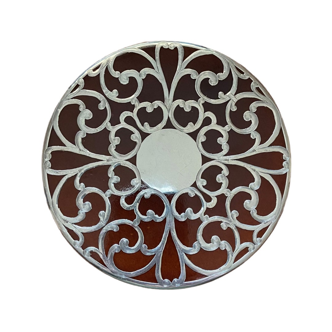 Antique Lenox Sterling Silver Overlay Porcelain Trivet, Art Nouveau ...