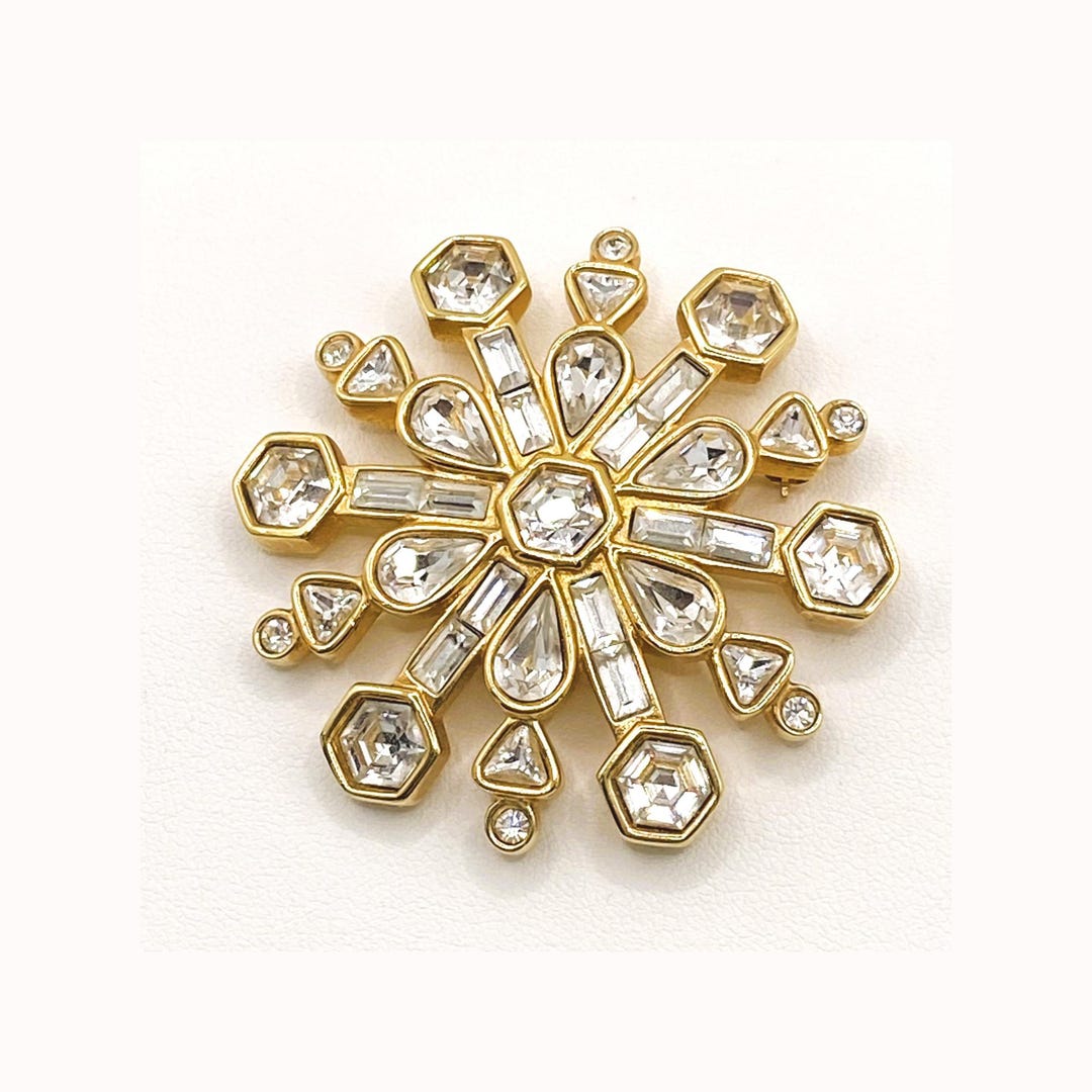 Vintage Swarovski Crystal Snowflake Brooch, Swan Logo - Etsy