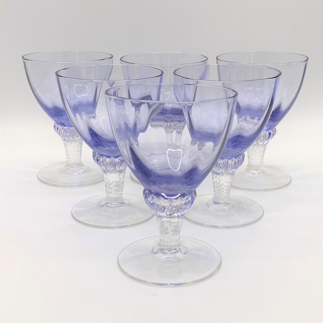 Vintage George Borgfeldt Lisa Lilac Crystal Cordials, Purple Optic Bowl ...