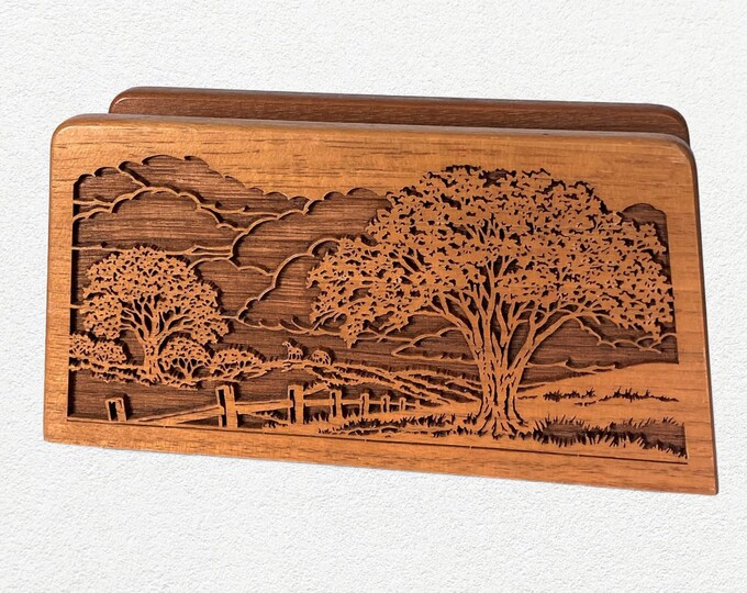 Vintage Lasercraft Laser Cut Walnut Letter Holder / Napkin Holder ...