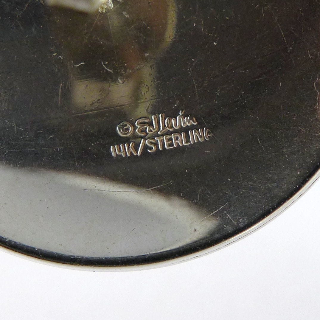 Ed Levin 14K Sterling Silver Button Earrings Vintage Designer - Etsy