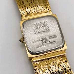 Vintage Nolan Miller Rhinestone Bracelet Watch: Gold Tone Glamour ...