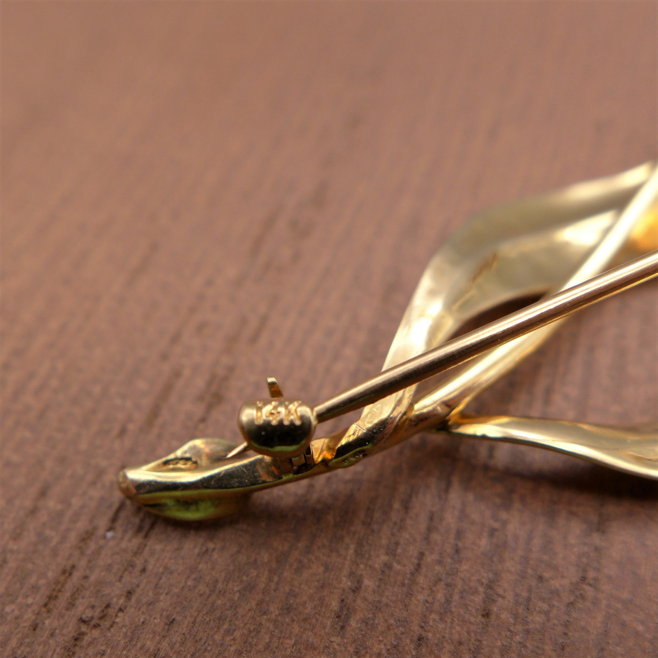 Vintage 14K Gold Aquamarine Pin Retro Aquamarine Brooch Gold - Etsy