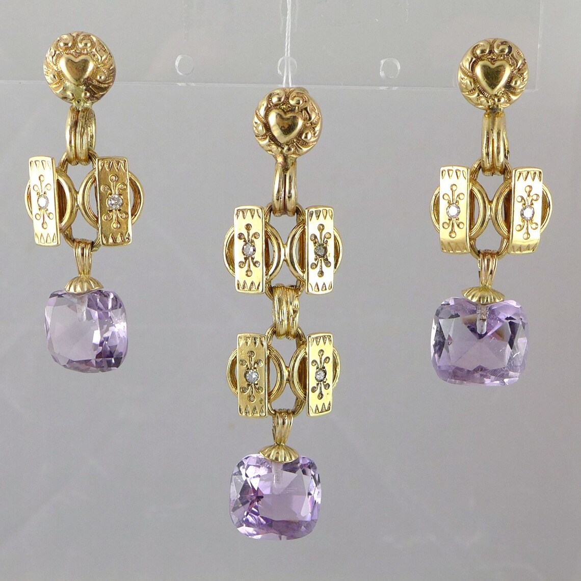 Antique Gold Amethyst Jewelry Set European 14K Gold Amethyst - Etsy