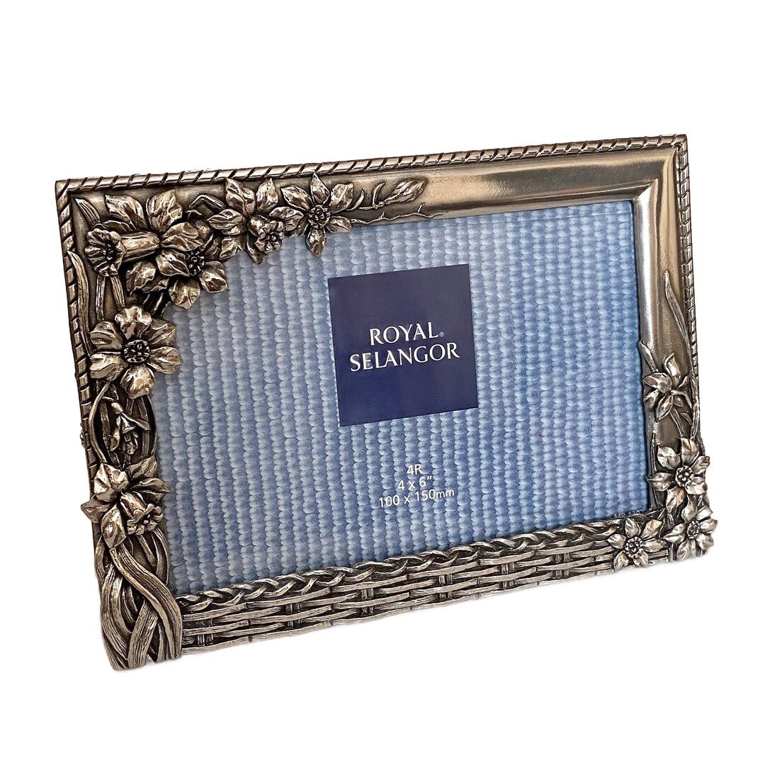 Vintage Royal Selangor Pewter Picture Frame, Spring Basket, Daffodils ...