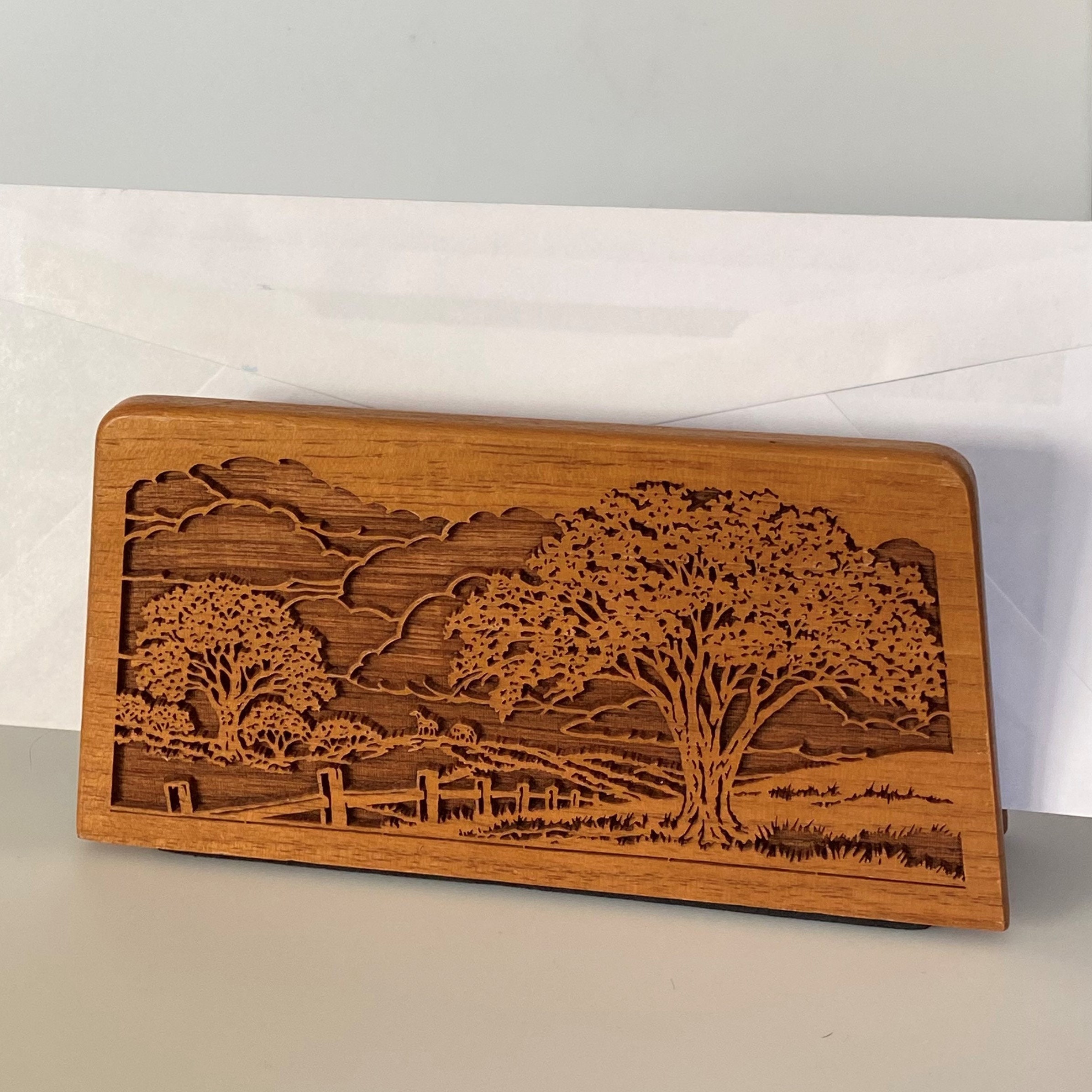 Vintage Lasercraft Laser Cut Walnut Letter Holder / Napkin Holder ...