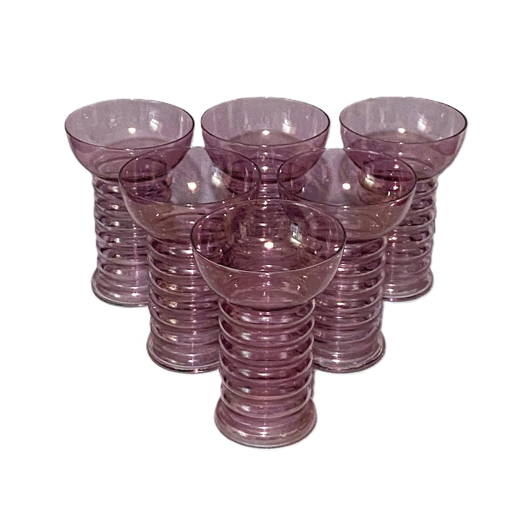 Art Deco Dunbar Aramis Ring Glasses, Vintage Ringed Tumblers, Set of 6 ...