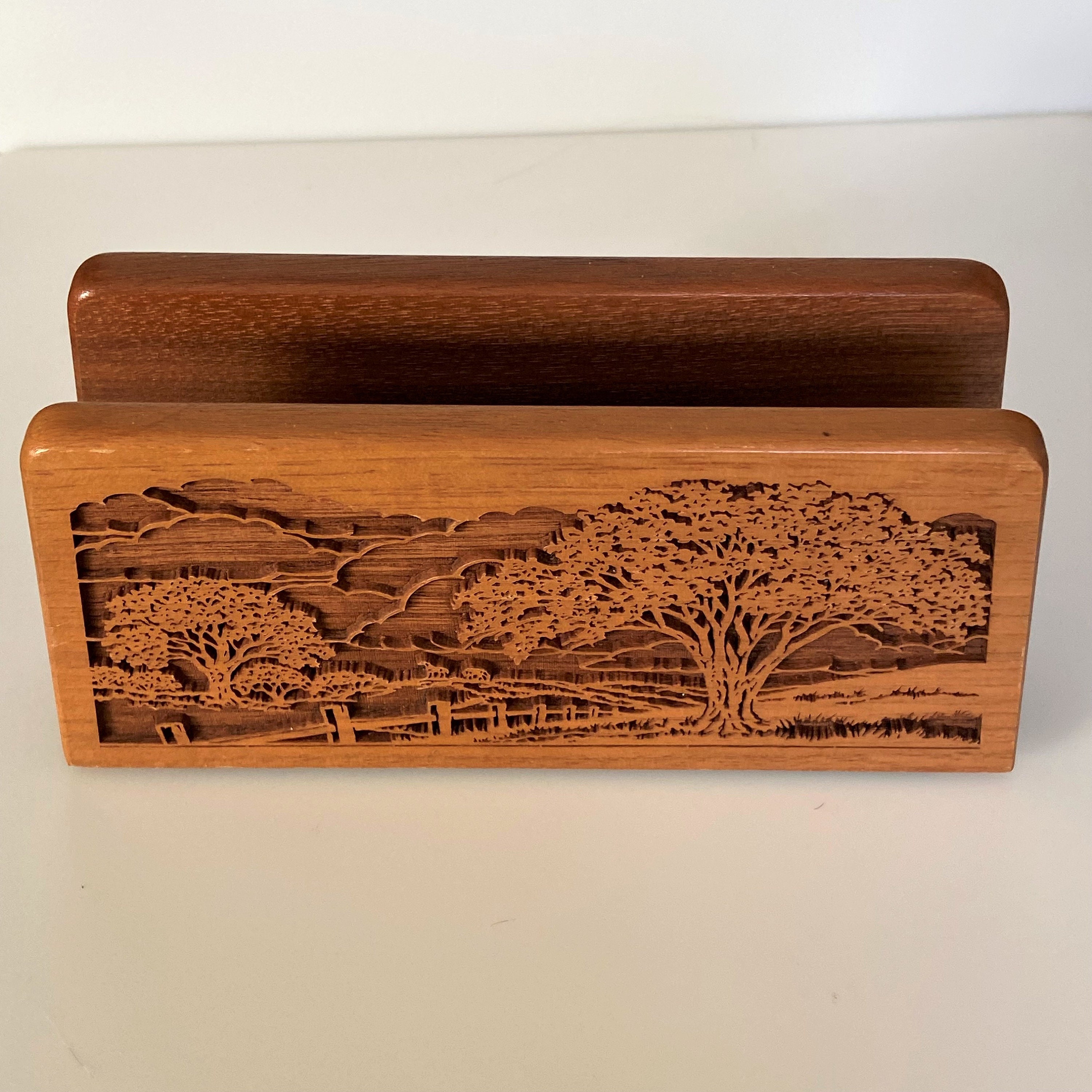 Vintage Lasercraft Laser Cut Walnut Letter Holder / Napkin - Etsy