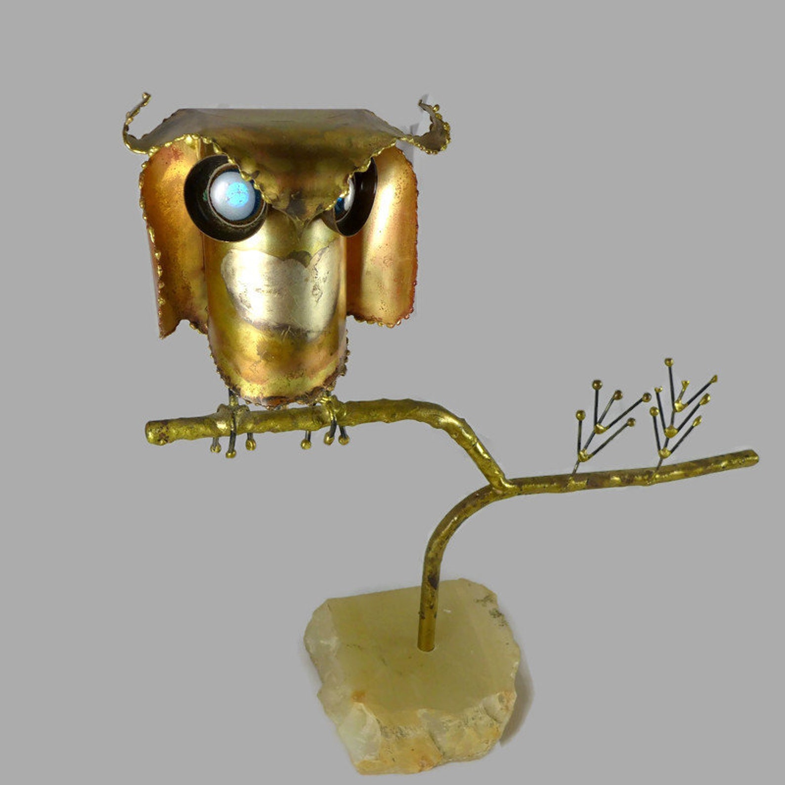 Early Curtis Jere Owl Sculpture, Vintage MCM Brass Table Top Sculpture ...