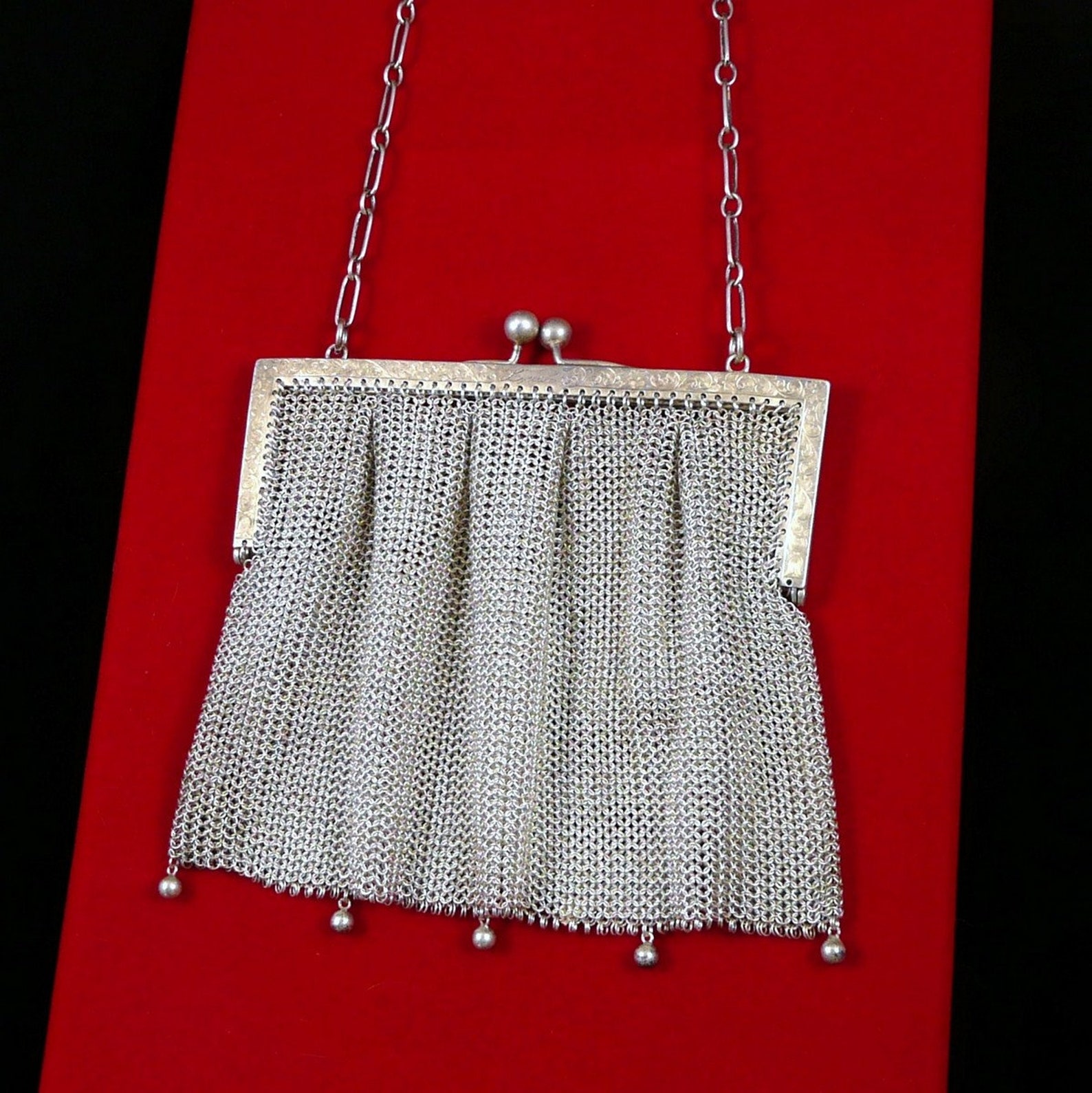 Sterling Silver Mesh Purse, Antique Art Nouveau Purse, Vintage Art Deco ...