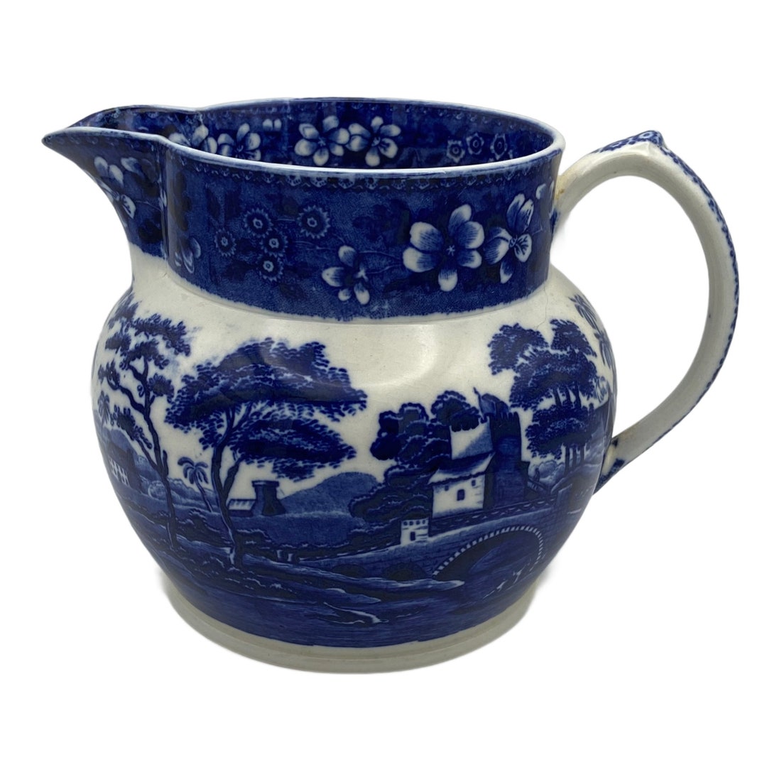 Vintage Copeland Spode Tower Jug / Pitcher, Blue and White Transferware ...