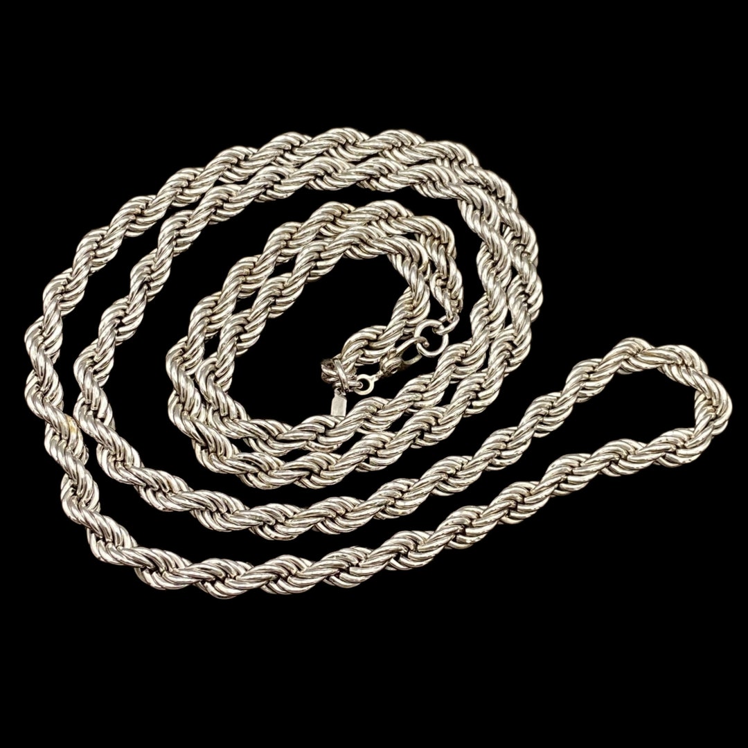 Vintage Monet Silver Tone Rope Chain Necklace, 27 Inches - Etsy