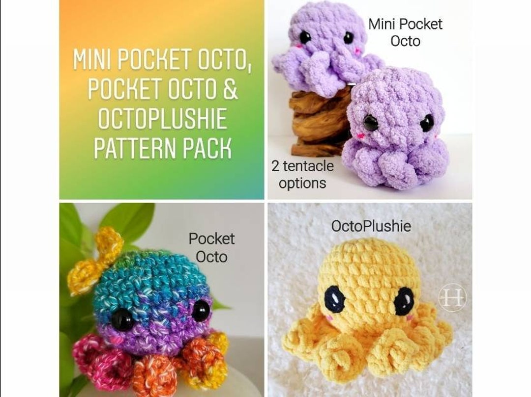 PATTERN PACK- Mini Pocket Octo, Pocket Octo & Octoplushie - Etsy