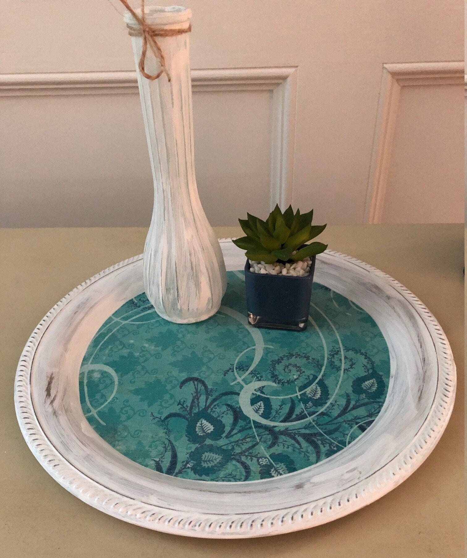 White Tray, Repurposed Silver Plate Tray, Decorative Tray, Cottage. - Etsy