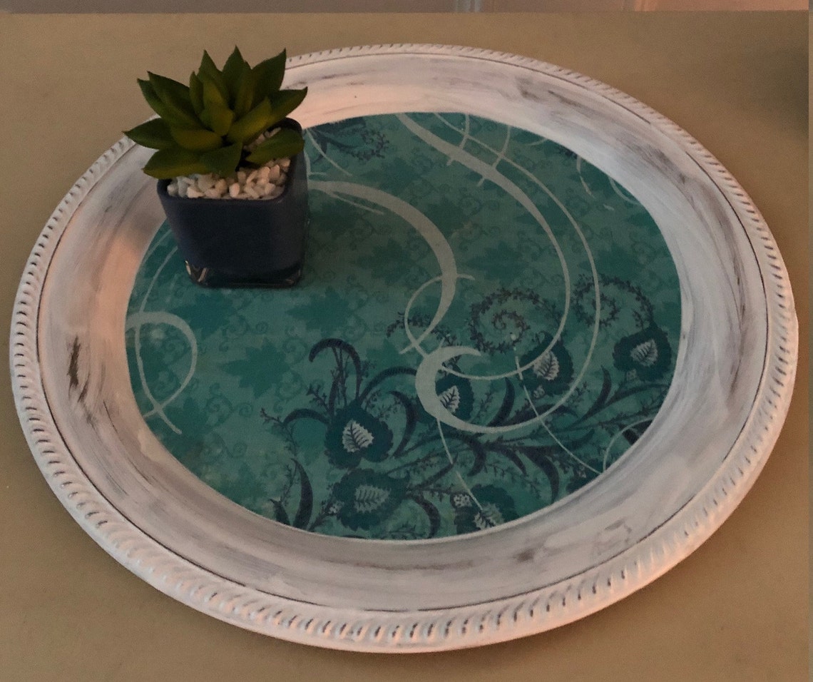 White Tray, Repurposed Silver Plate Tray, Decorative Tray, Cottage. - Etsy