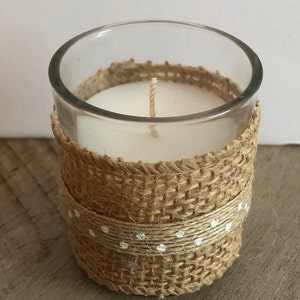 Votives, Burlap, Minimalist, Rustic, Primitive, Mantle, Centerpiece ...