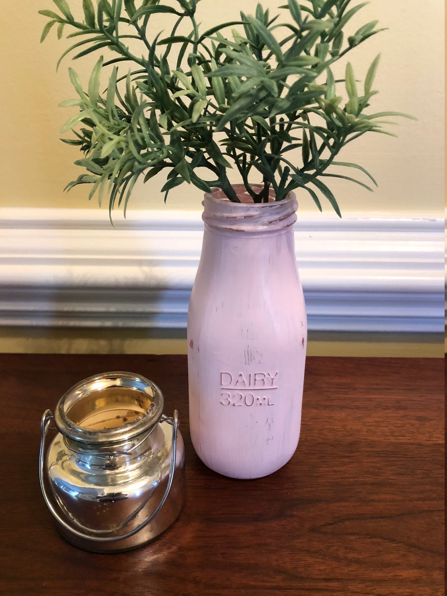 Milk Bottle Pink Milk Bottle Vase Distressed Pink Glass | Etsy