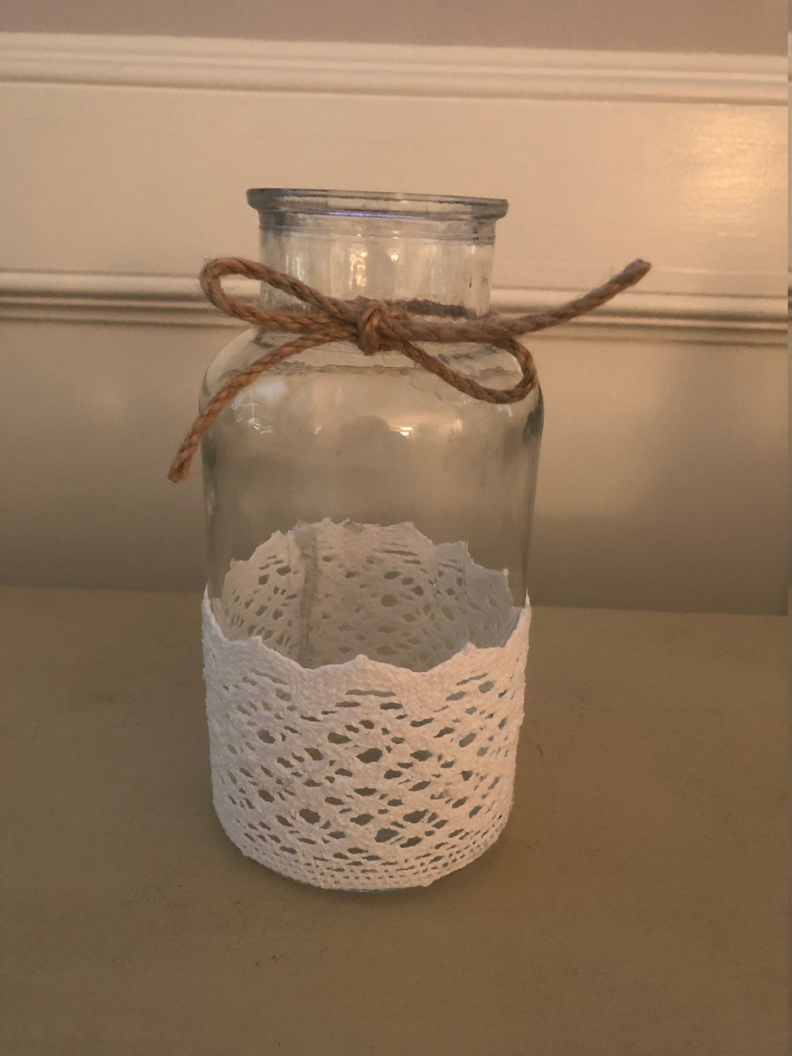 Glass Vases, Vases With Lace, Shabby Chic Vases, Wedding Decor, Shower ...