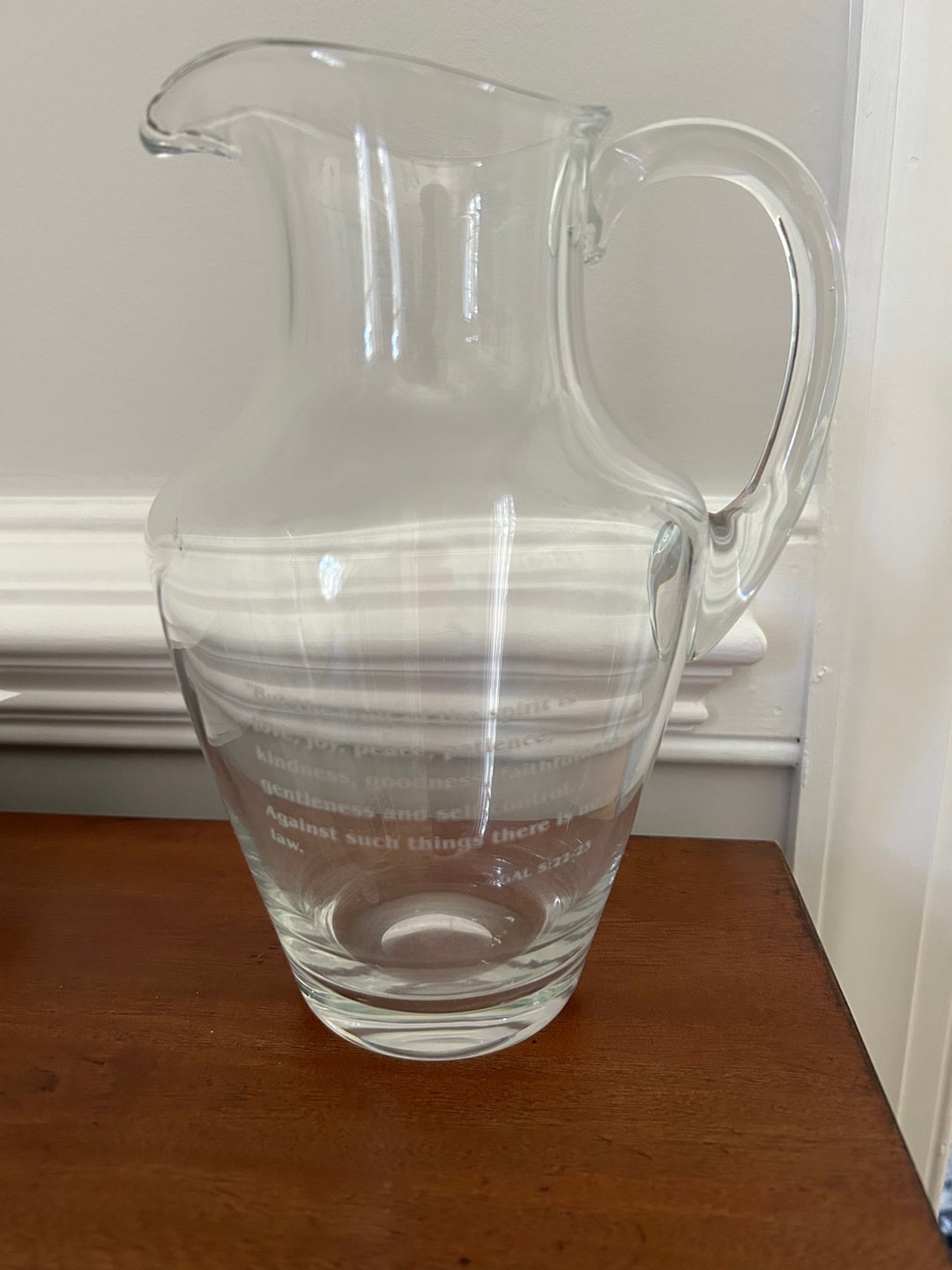 Vintage Glass Pitcher, Fruit of the Spirit Etching, Wedding ...