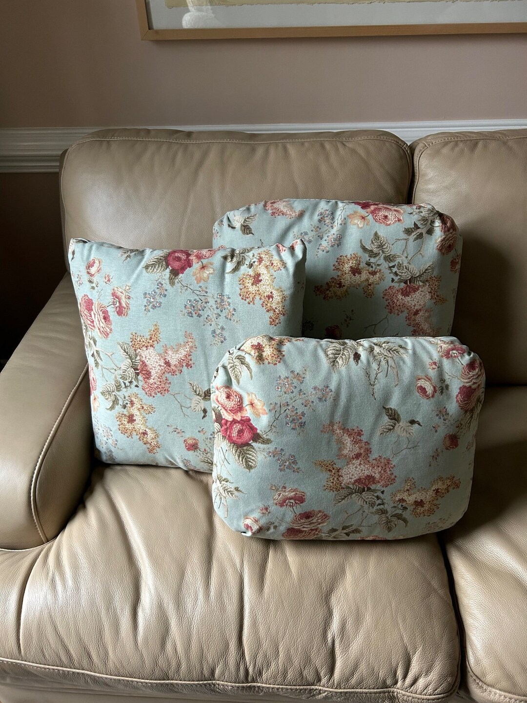 Decorative Pillows, Waverly Fabric Pillows, Print Pillows. Set of Three ...