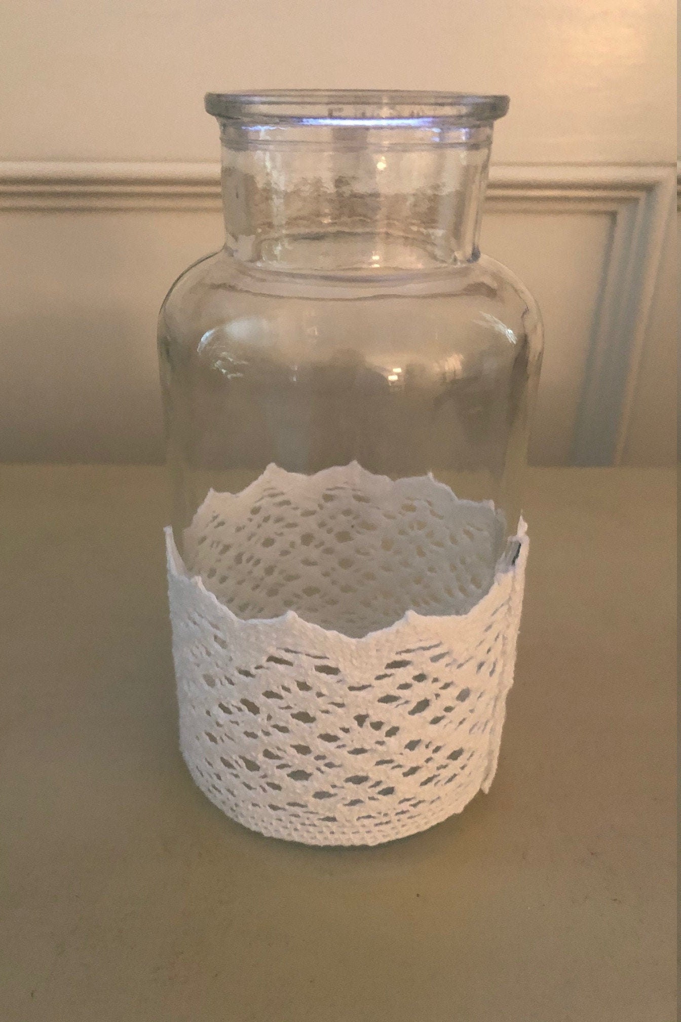 Glass Vases, Vases With Lace, Shabby Chic Vases, Wedding Decor, Shower ...