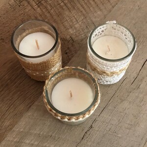 Votives, Burlap, Minimalist, Rustic, Primitive, Mantle, Centerpiece ...