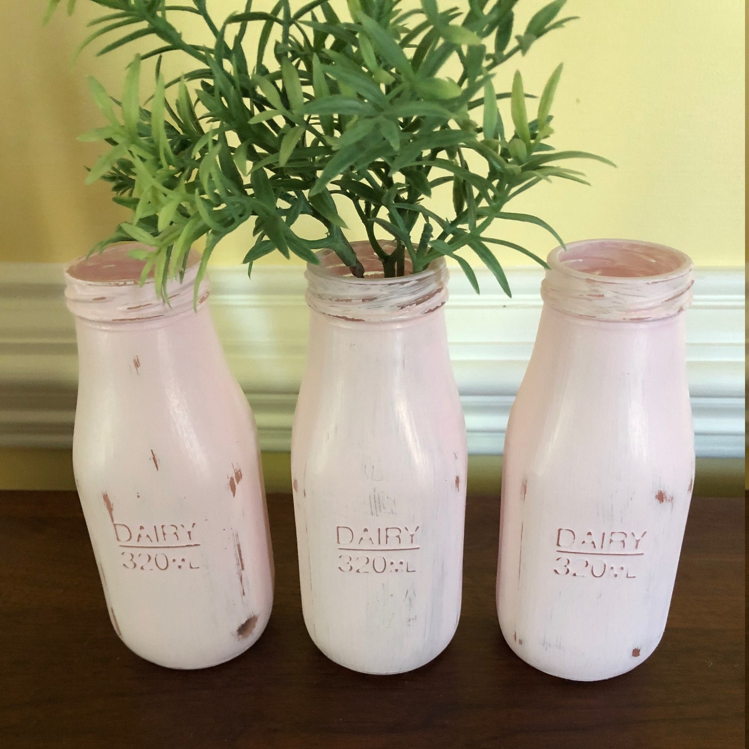 Milk Bottle Pink Milk Bottle Vase Distressed Pink Glass | Etsy