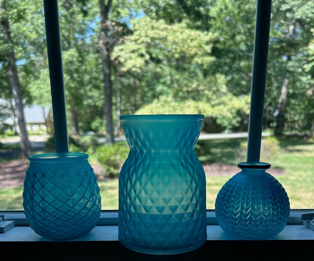 Seaglass Vases, Cottage, Tropical, Beach, Coastal, Mantle. Set of Three ...