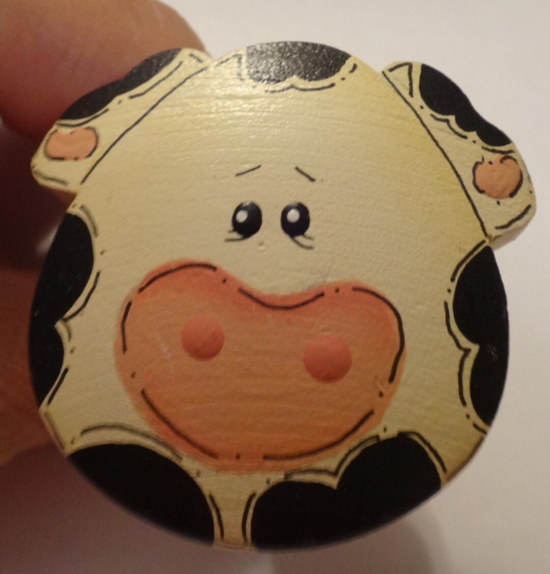 Hand Painted Cow Knob - Wooden Drawer Pulls (set of 2) - G1 - Etsy