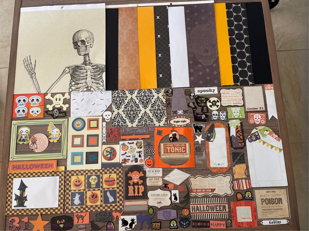 Halloween Scrapbook Kit: 10 - 12" X 12" Paper, Skulls, Skeletons ...
