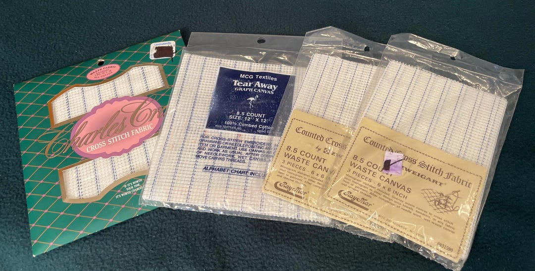 8.5 Count Waste Canvas Cross Stitch Fabric - Zweigart - 6 Pcs: 6x6 ...