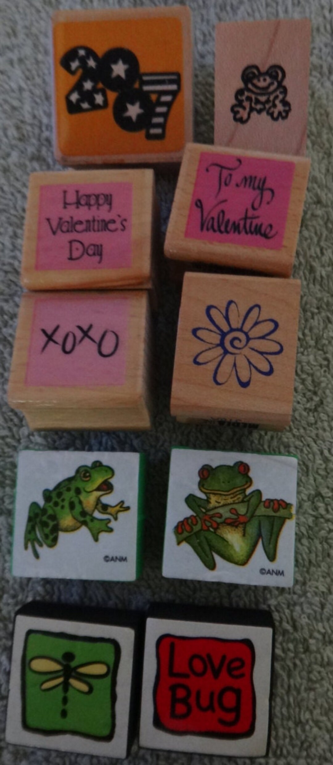 Valentine's Day Rubber Stamps - Frogs, Love Bug, XOXO - 10 Stamps - GB1 ...