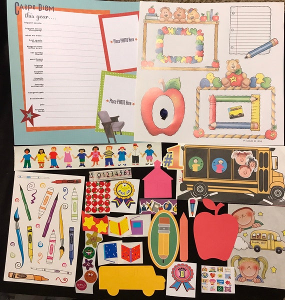 School Theme Scrapbook KIT Paper 4 12x12 and Stickers Die - Etsy