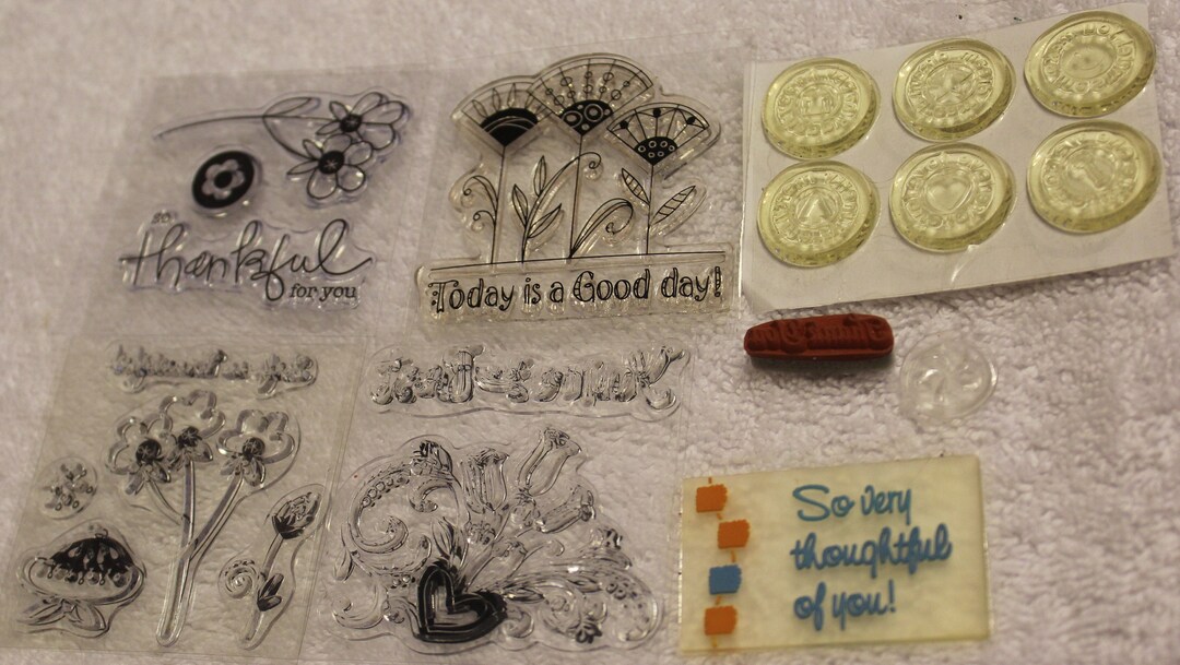 Flower Acrylic Stamps - Welcome, "today is a Good Day" - Card Making ...